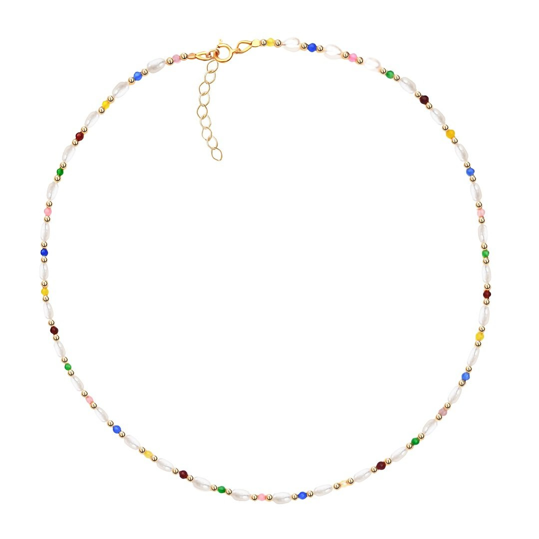 Naszyjnik choker perły hodowlane kolorowe kamienie | KOLEKCJE \ Perły ...