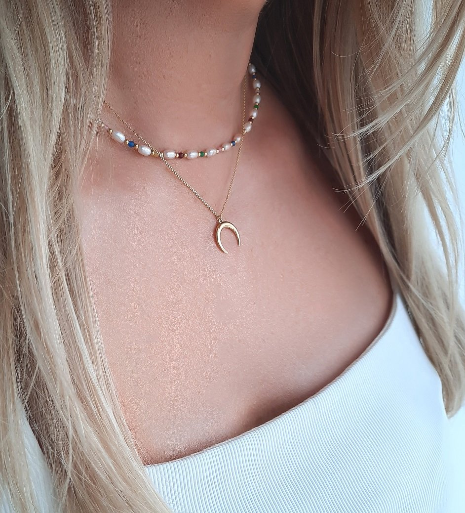 Naszyjnik choker perły hodowlane kolorowe kamienie | KOLEKCJE \ Perły NASZYJNIKI \ Kolie ...